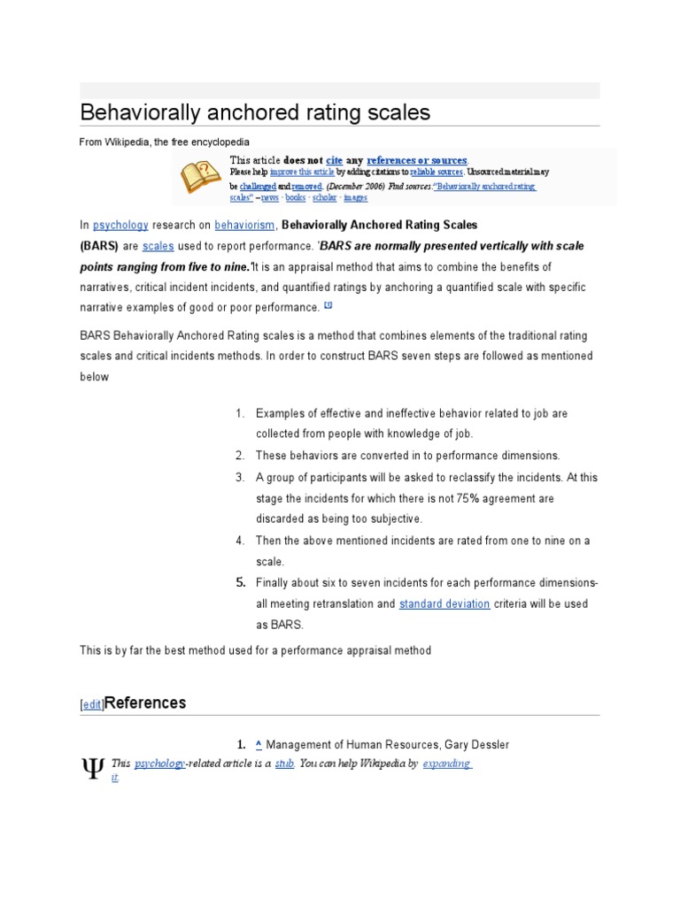 Behaviorally Anchored Rating Scales | PDF | Small And Medium Sized ...