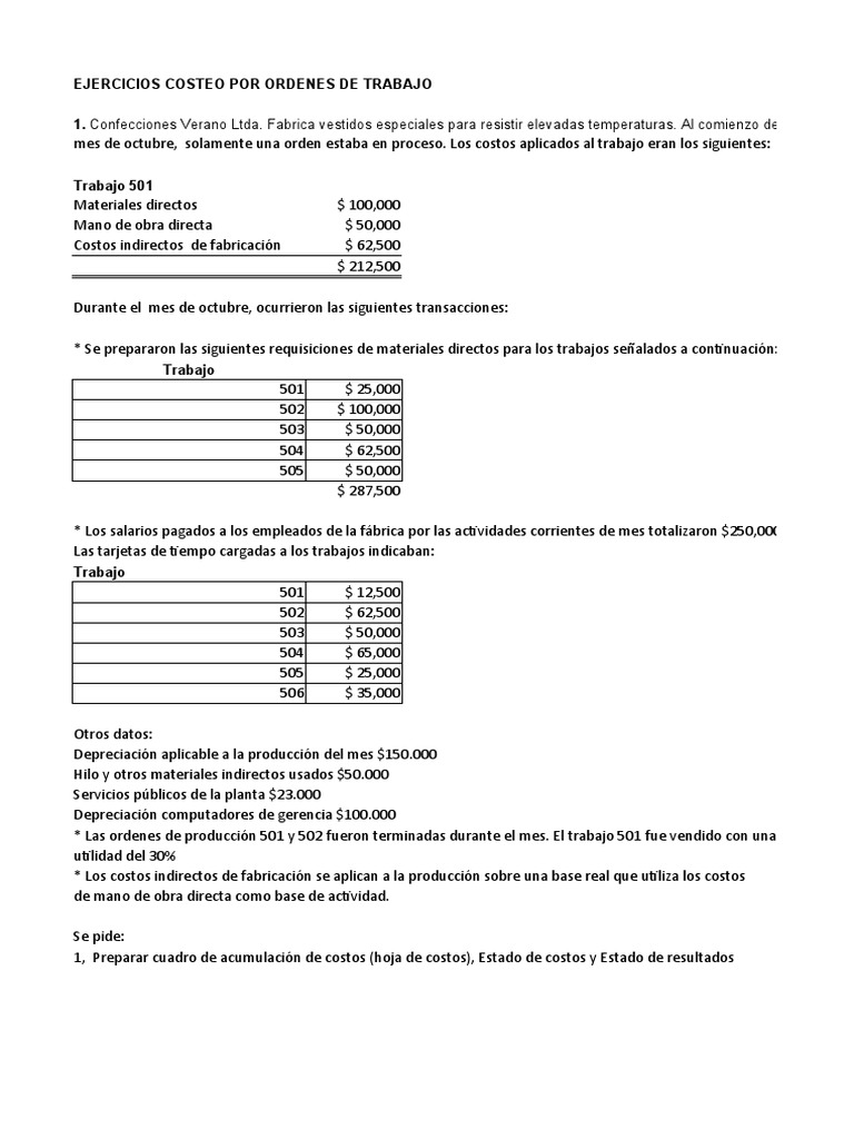 Ej Costeo Por Ordenes Clase 10 Abril | PDF | Economias | Business