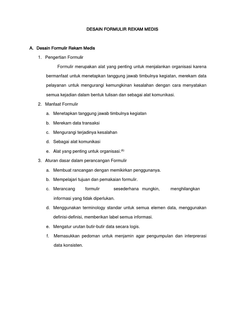 Desain Formulir Rekam Medis | PDF | Bisnis