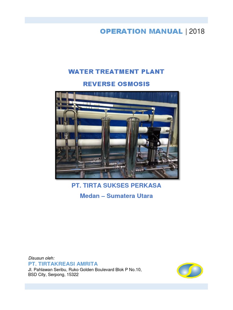 Operation Manual: Water Treatment Plant Reverse Osmosis | PDF