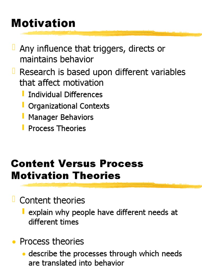 Overview of Motivation Theories | PDF | Motivation | Motivational