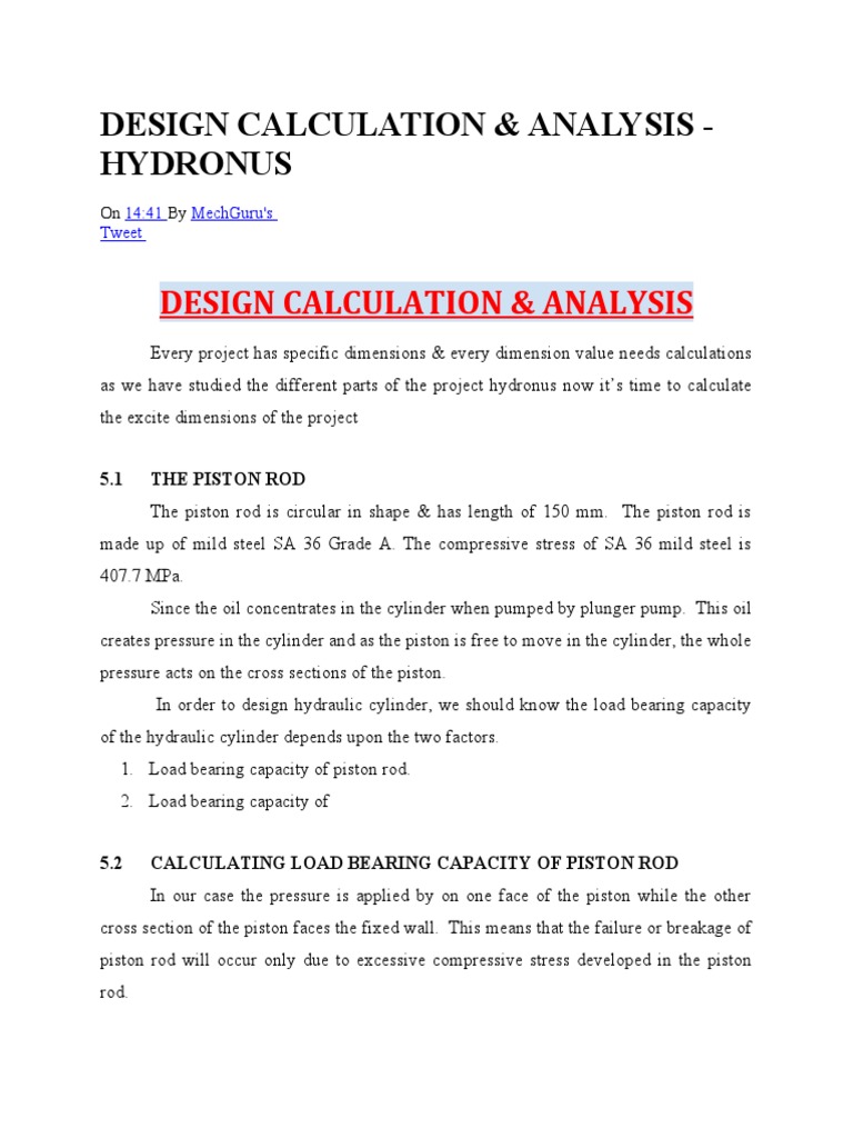 Design Calculation & Analysis | PDF | Piston | Stress (Mechanics)