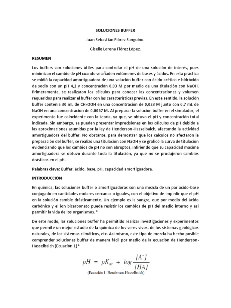 Soluciones Buffer | PDF | Solución tampón | Ph