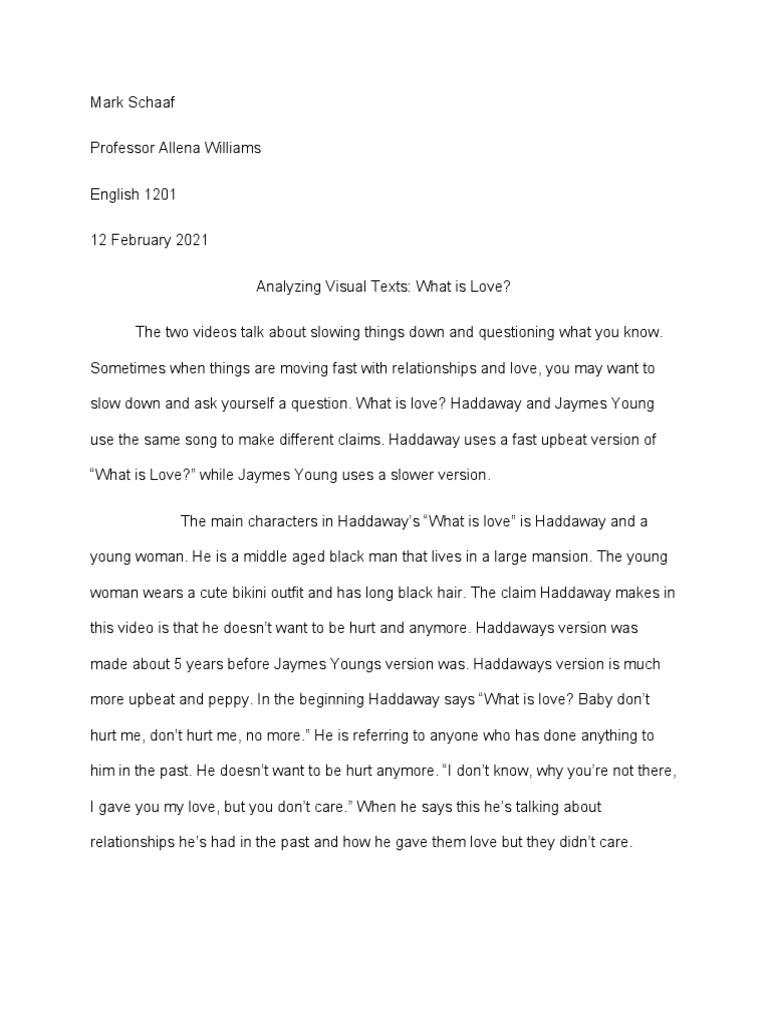 Analyzing Visual Texts - What Is Love | PDF