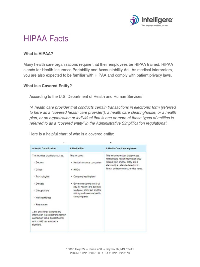 HIPAA Facts For Interpreters | PDF | Health Insurance Portability And ...