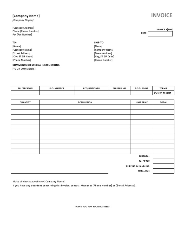 Invoice Template for Business Transactions | PDF