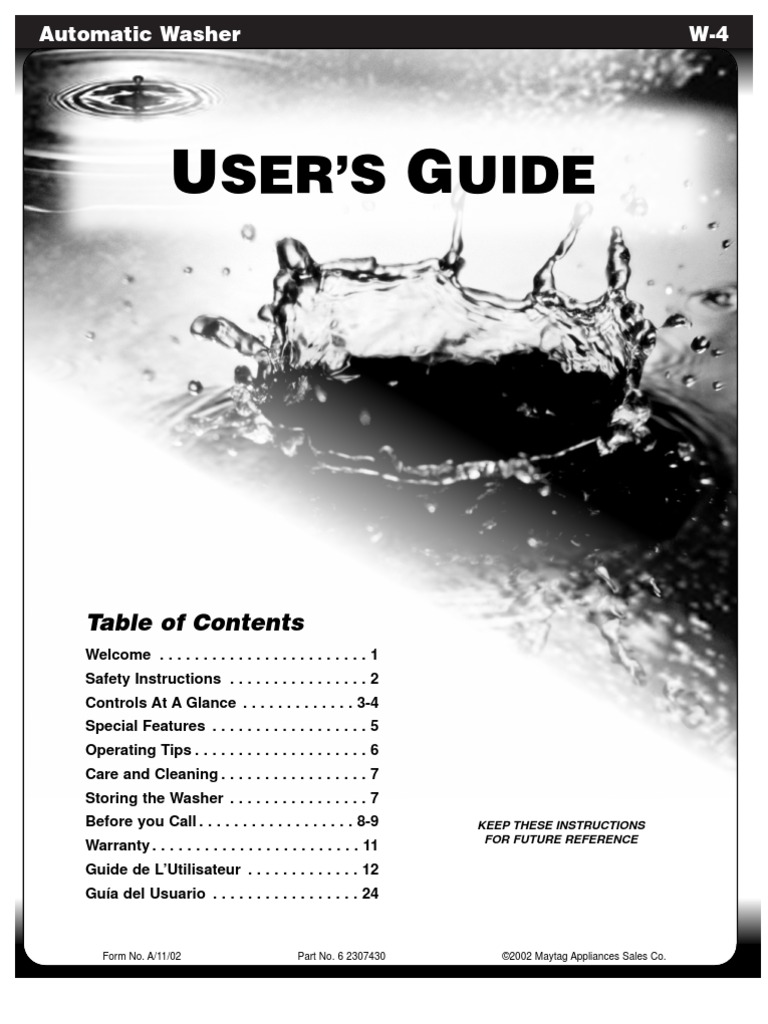 Maytag Washer Owners Manual | PDF | Washing Machine | Nature