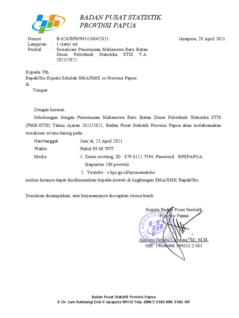 Sosialisasi PMB STIS 2021/2022 Papua | PDF