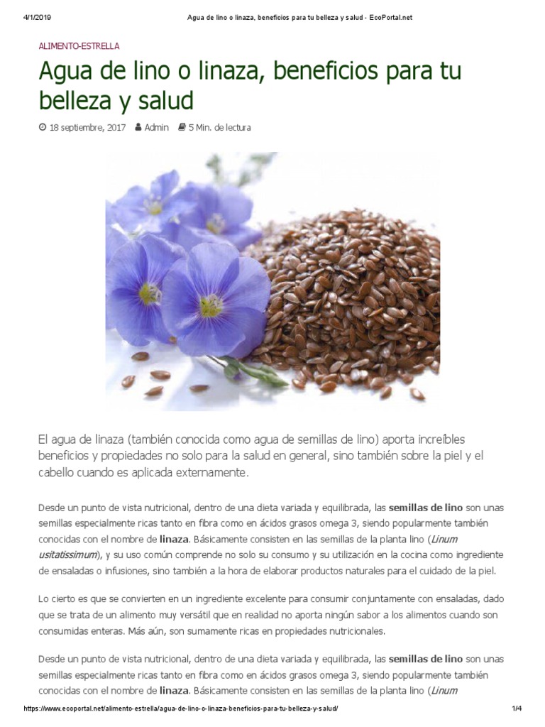 Linaza Como Preparar | PDF | Linaza | Ácido Graso Omega 3