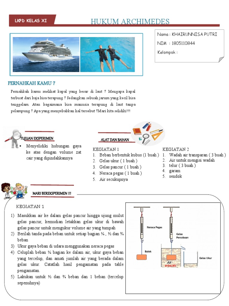 LKPD Hukum Archimedes | PDF