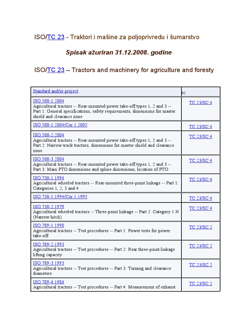 ISO Standards for Agricultural Machinery | PDF | Tractor | Agricultural ...