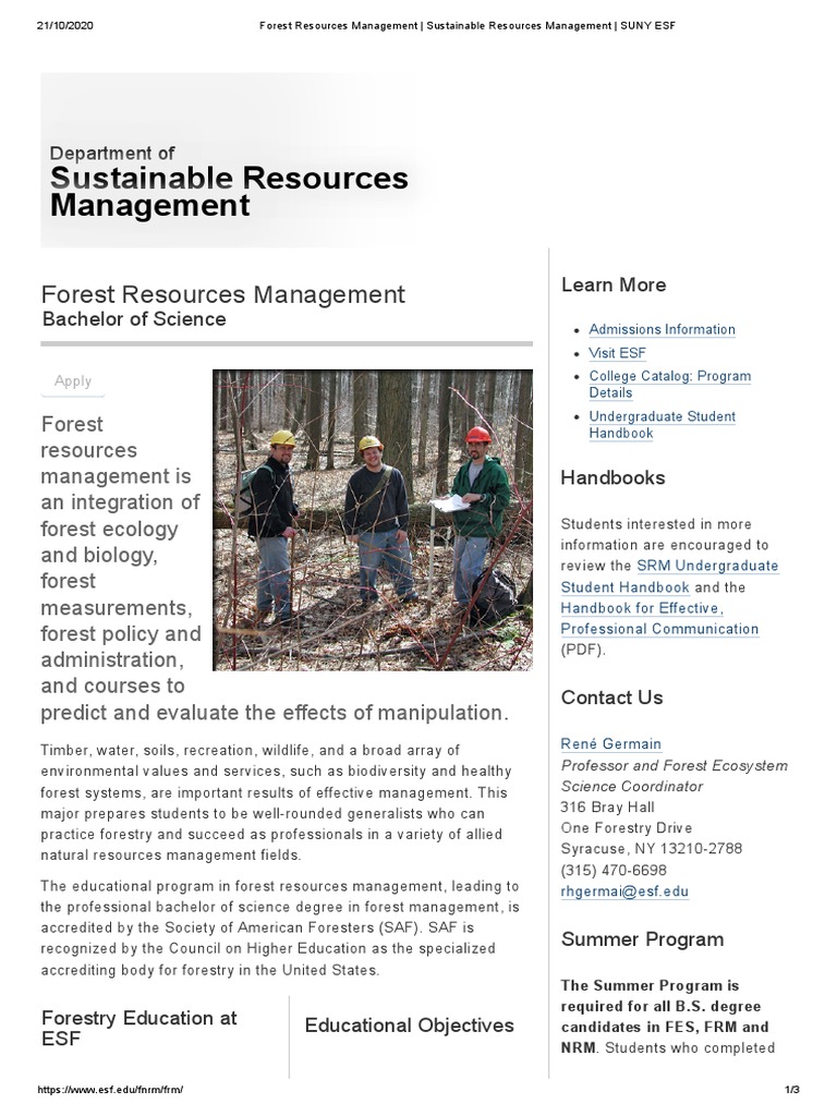 Forest Resources Management - Sustainable Resources Management - SUNY ...