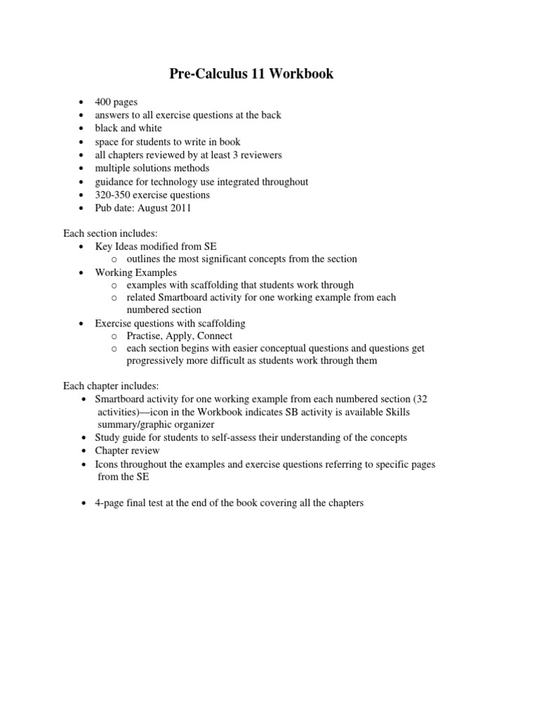 Pre-Calculus 11 Workbook | Download Free PDF | Quadratic Equation ...
