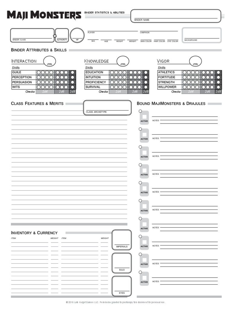 MM Character Sheetv4 | PDF | Gaming | Role Playing Games