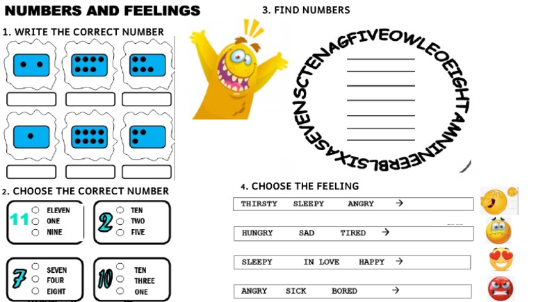 Numbers and Feelings Numbers and Feelings: 3. Find Numbers 3. Find ...