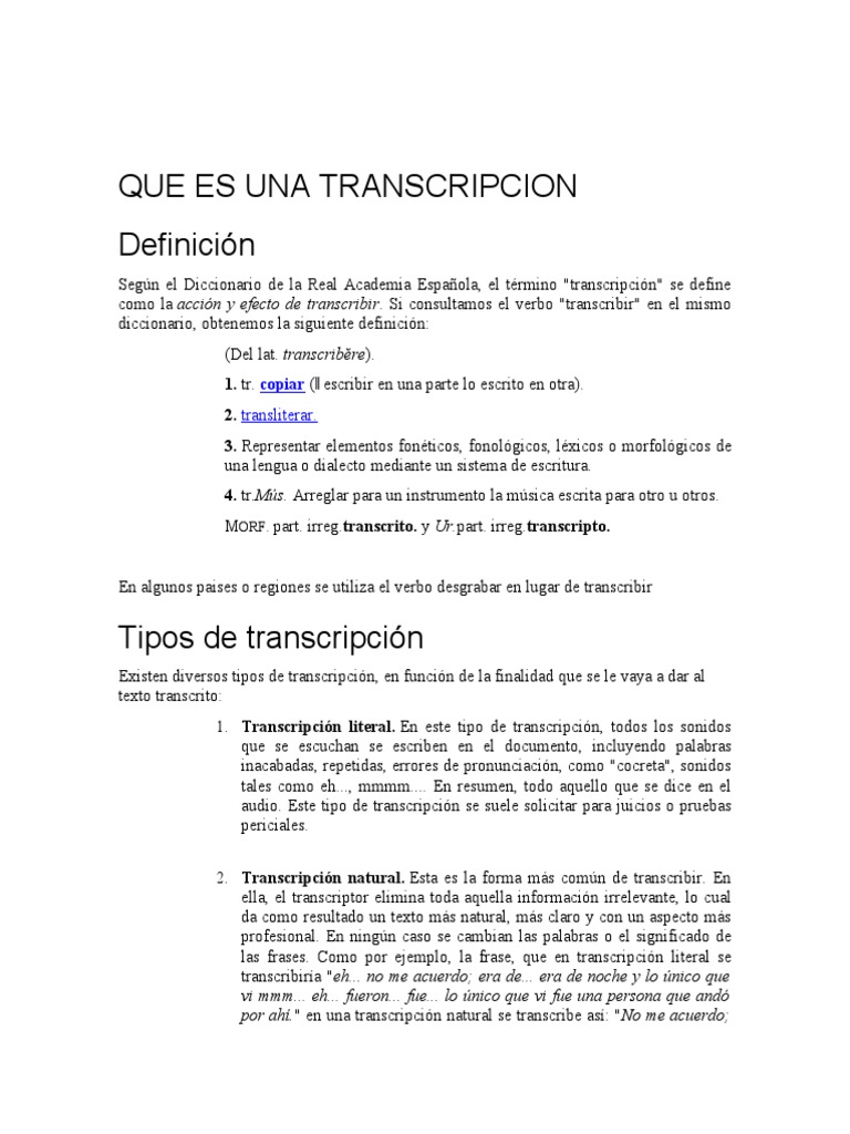 Qué Es Una Transcripción | PDF | Palabra | Información