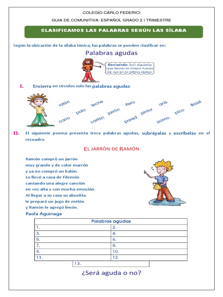 Clasificamos Las Palabras Según Las Silabas 2 | PDF