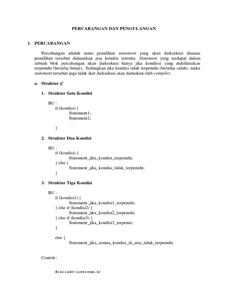 Percabangan Dan Pengulangan | PDF