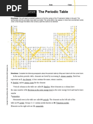 Periodic Table Word Search
