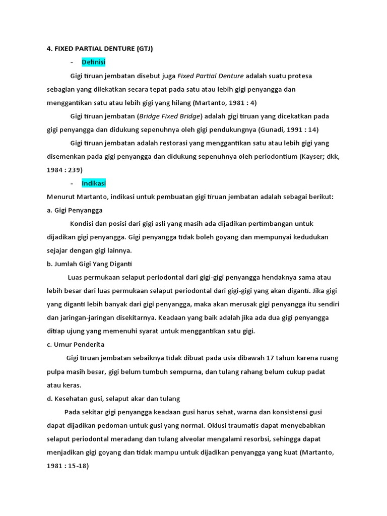 Fixed Partial Denture (GTJ) | PDF | Teknologi & Rekayasa