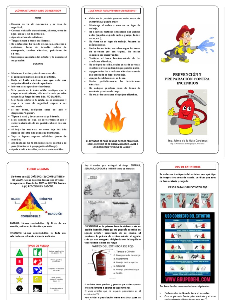 Triptico de Prevencion y Preparacion Contra Incendios | PDF | Incendios | Peligros