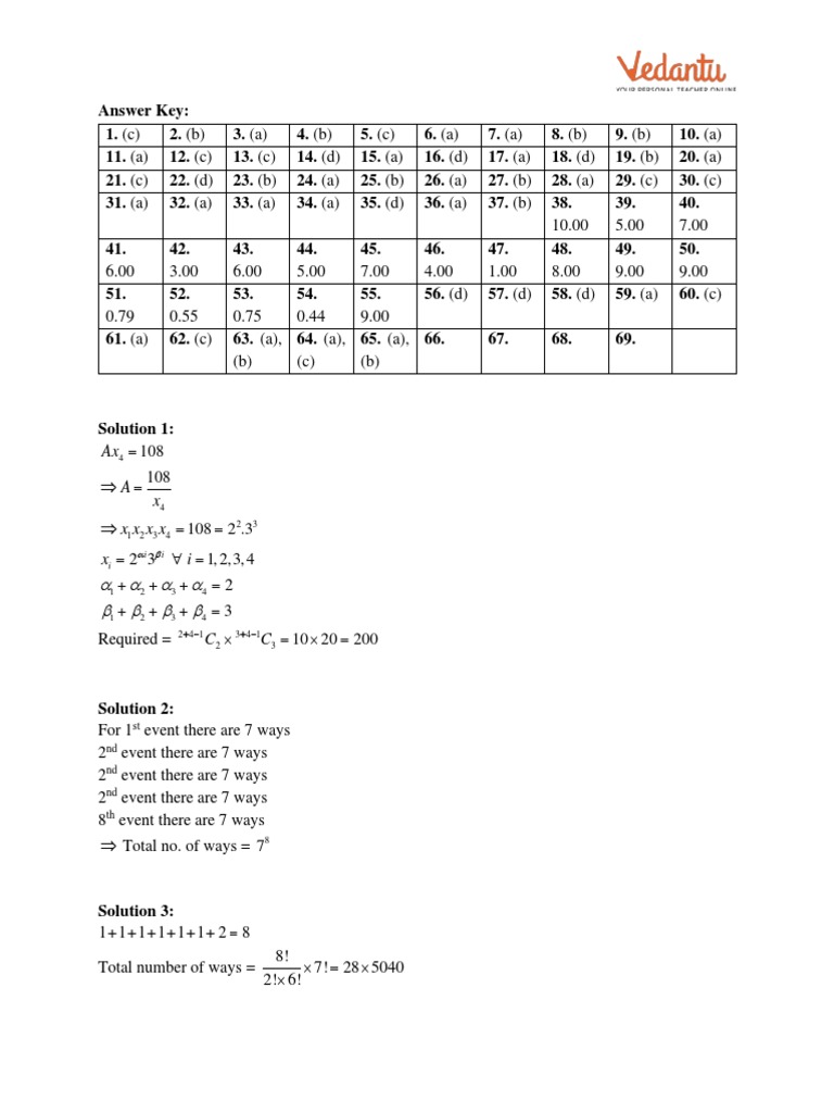Ekalavya-Permutation and Combination & Probability - Solutions | PDF | Teaching Mathematics