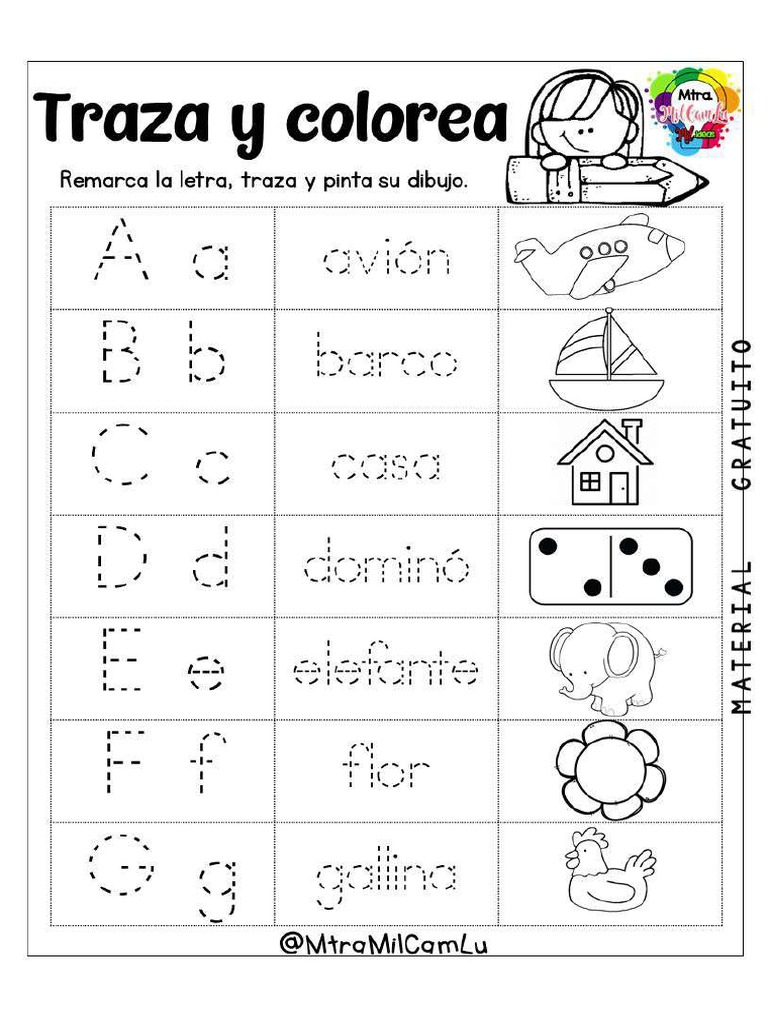 Traza y Colorea ABECEDARIO | PDF