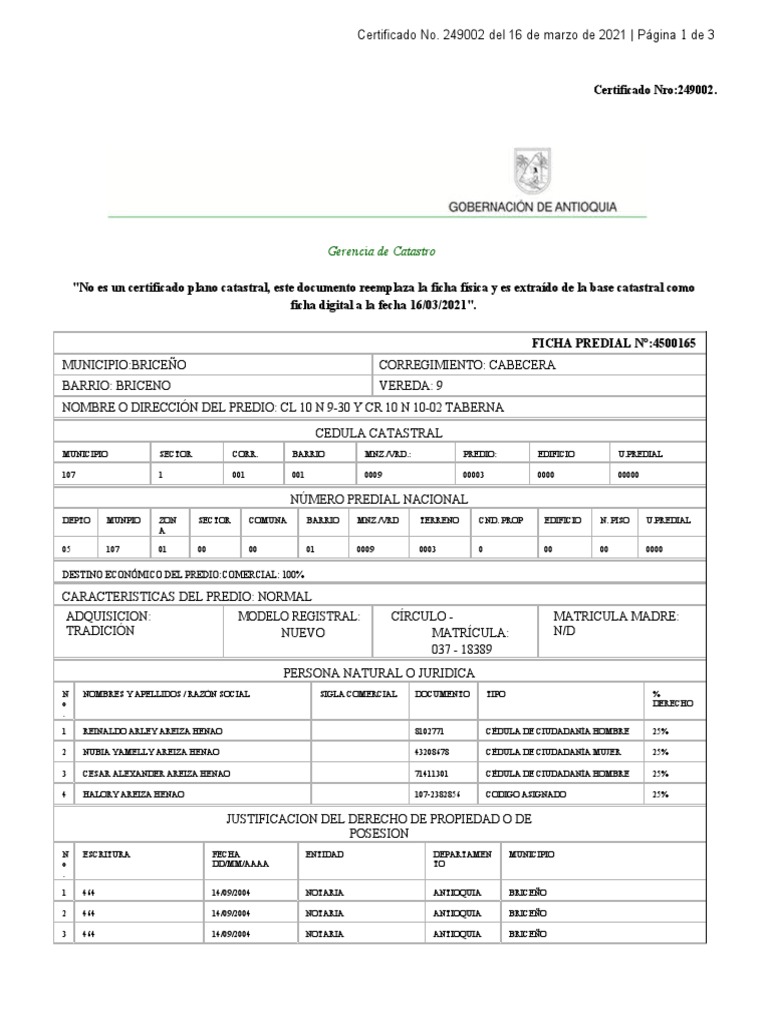 Ficha Catastral | PDF | Naturaleza