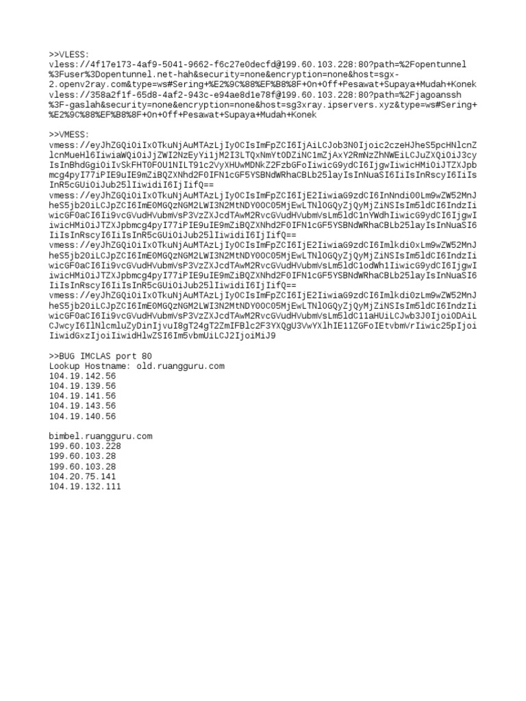 Akun V2ray 7 Day Isinya Vless Sama Vmess (SFILE | PDF