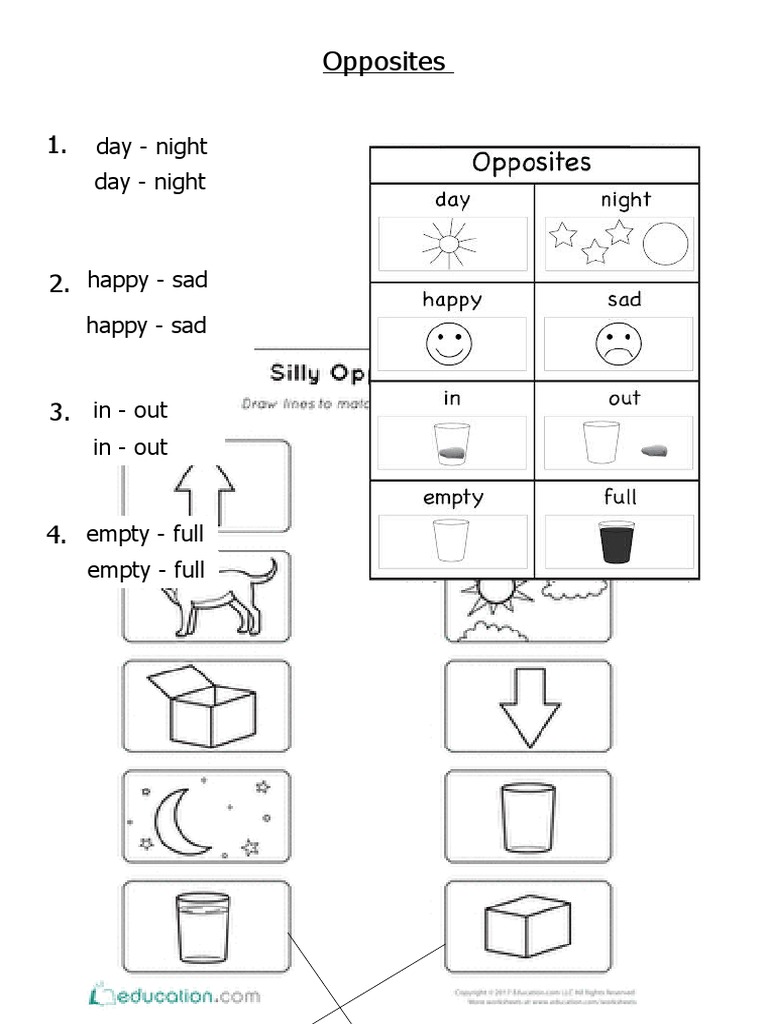 Opposites Worksheet | PDF
