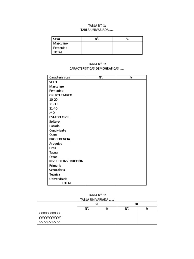 Modelos de Tablas | PDF