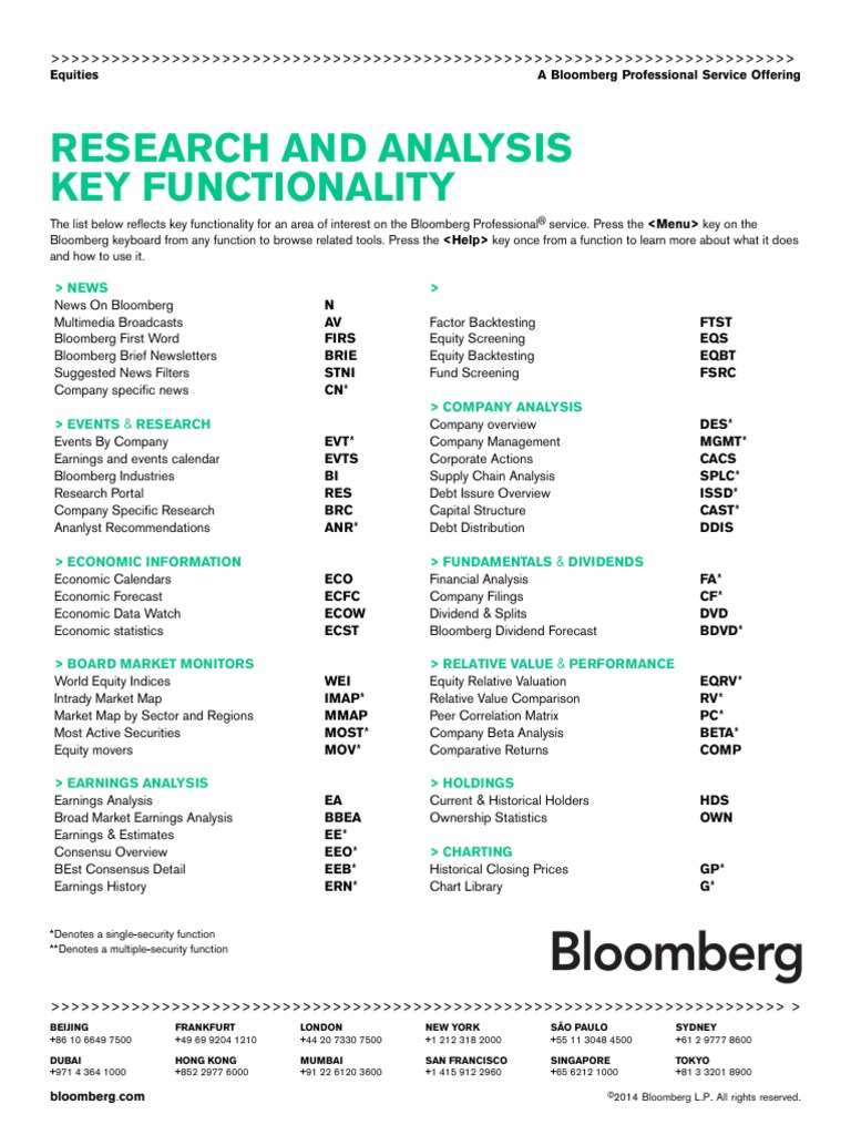 And Analysis Functionality: Research KEY | PDF | Bloomberg L.P ...