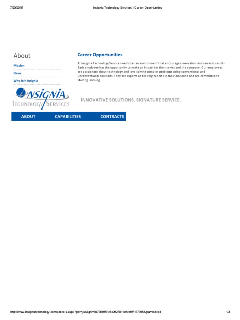 Insignia Technology Services - Career Opportunities | PDF | Scrum ...