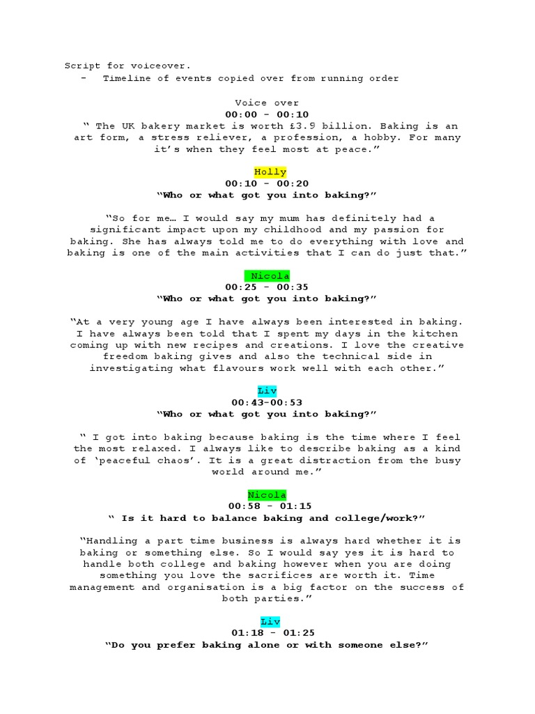 Script For Voiceover | PDF | Cupcake | Baking