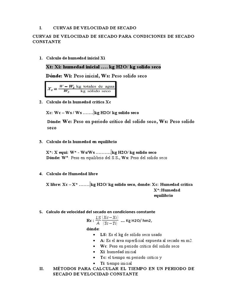 Formulario Inge Secado I | PDF | Enseñanza de matemática