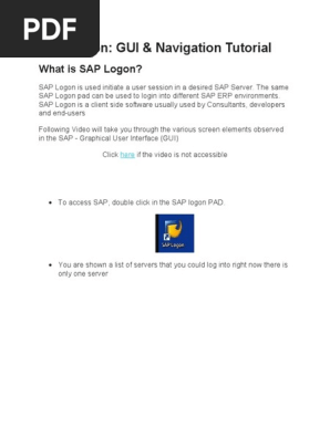 Sap Logon Gui Navigation Tutorial