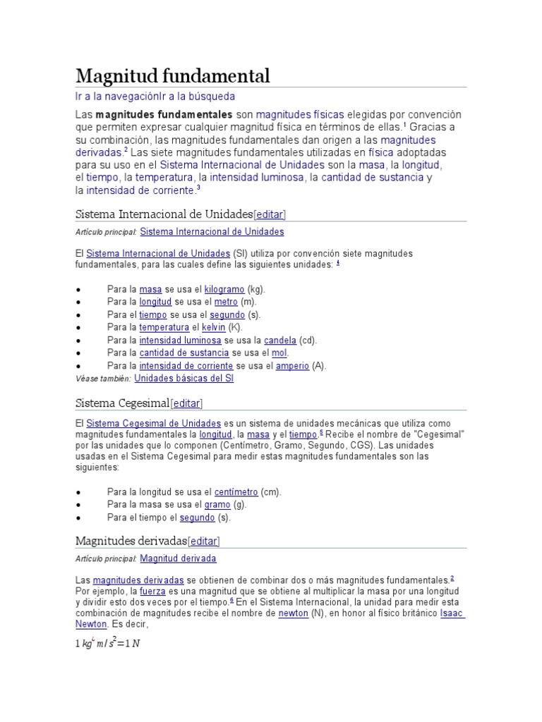 Definición de Magnitudes Fundamentales | PDF | Sistema Internacional de ...