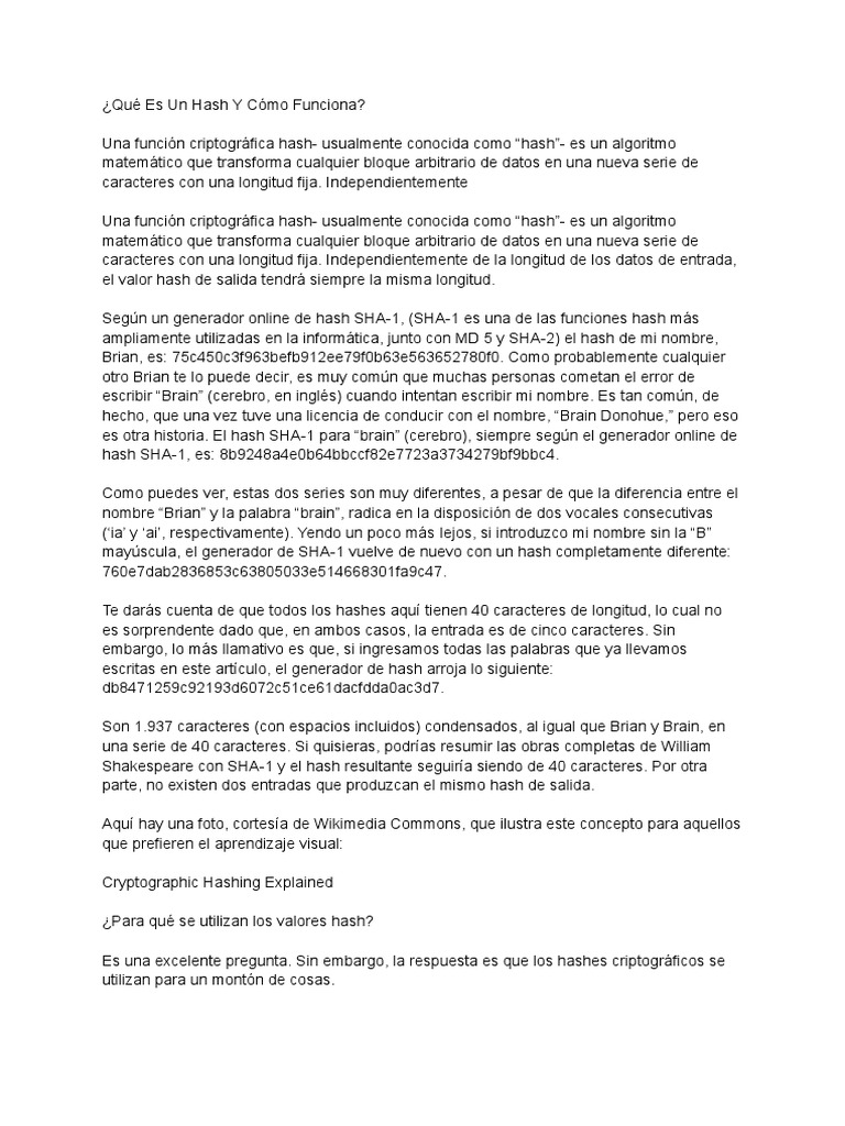 ¿Qué Es Un Hash Y Cómo Funciona | PDF | Contraseña | Edad de información