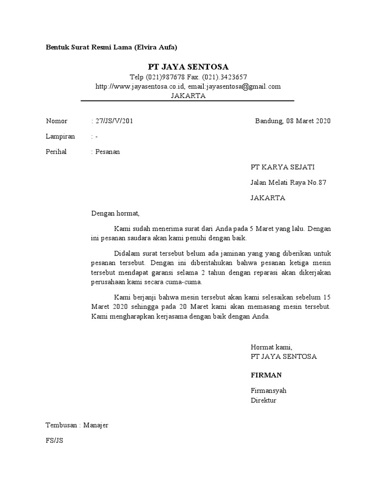 Bentuk Surat Resmi Lama Dan Baru | PDF