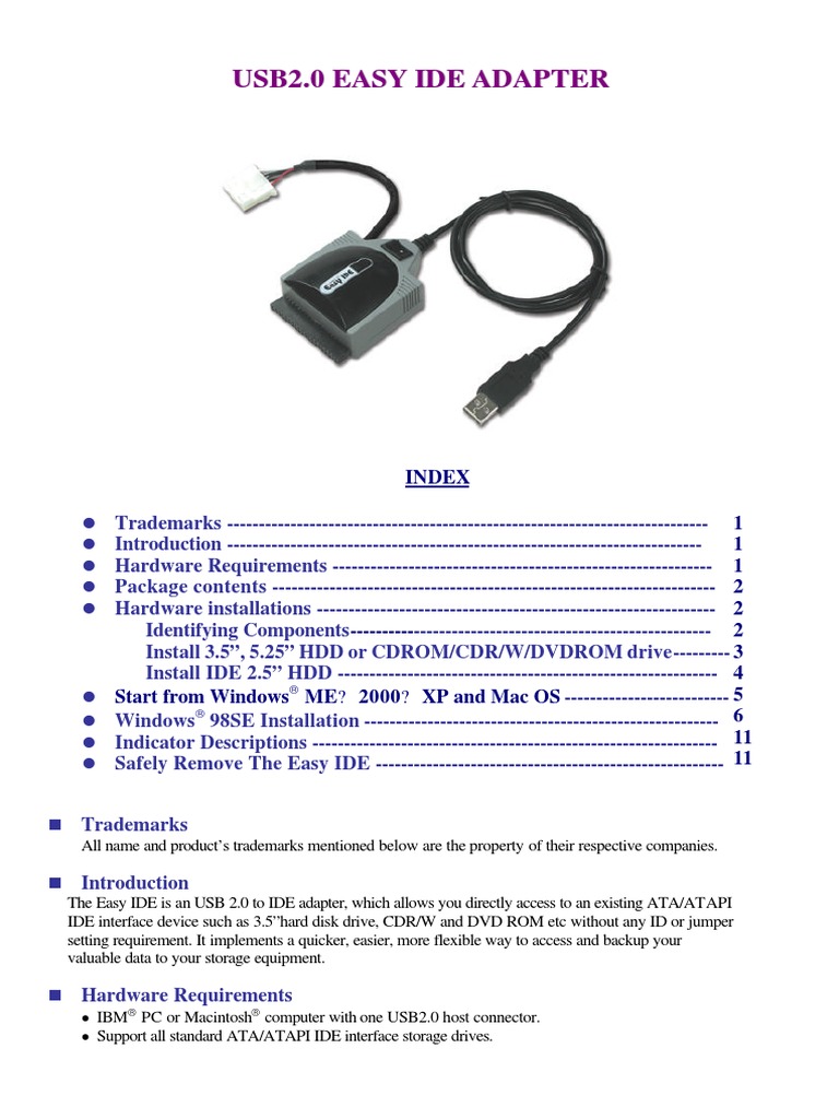 Easy IDE Manual | PDF | Usb | Electrical Connector