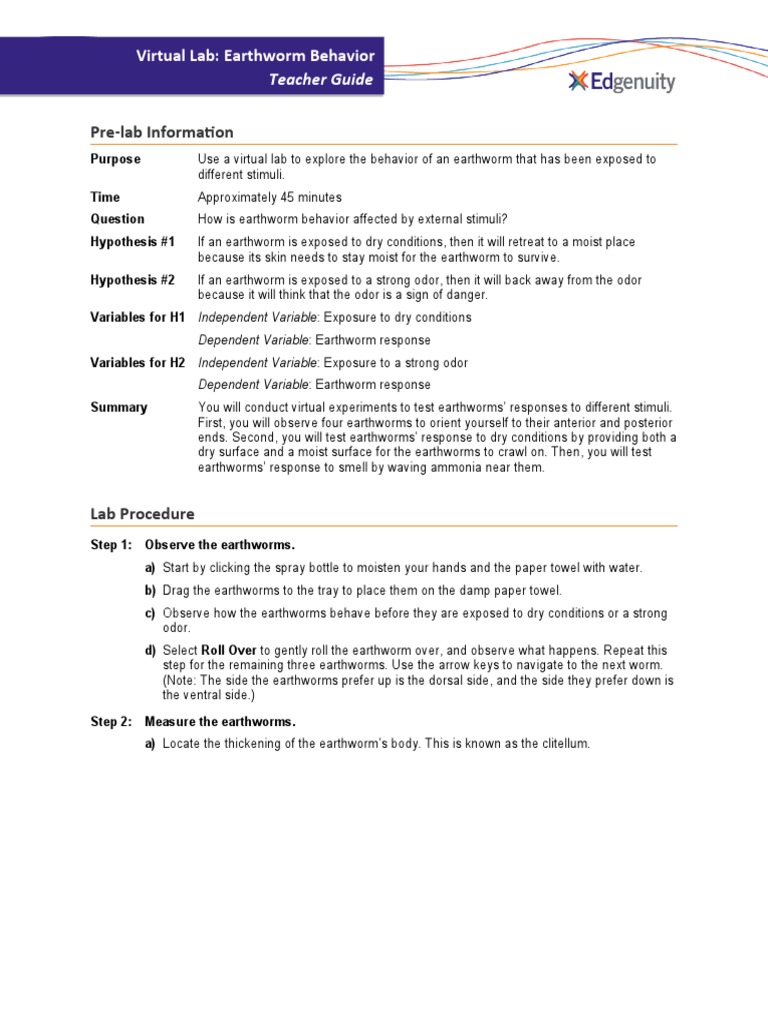 A Virtual Exploration of Earthworm Behavioral Responses to External ...