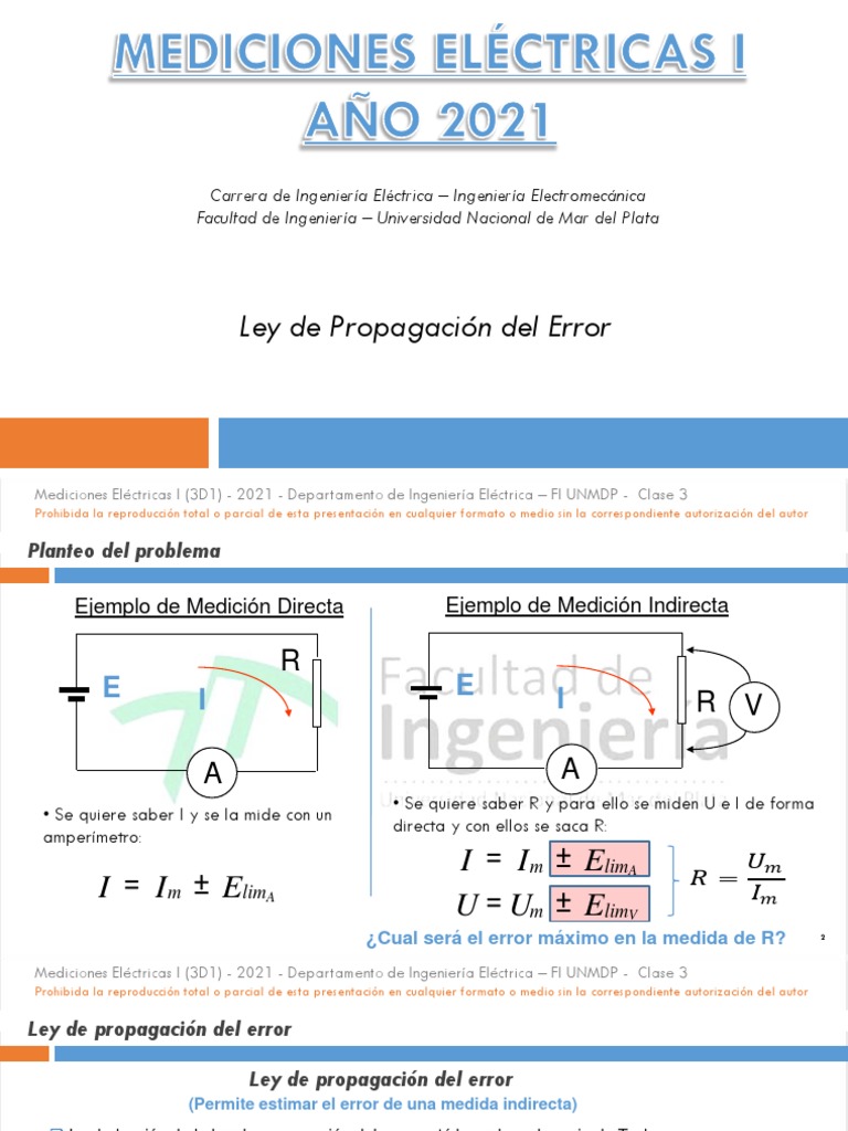 Me1 2021 Clase3 Propagacion y Clasificacion de Errores | PDF | Medición | voltaje