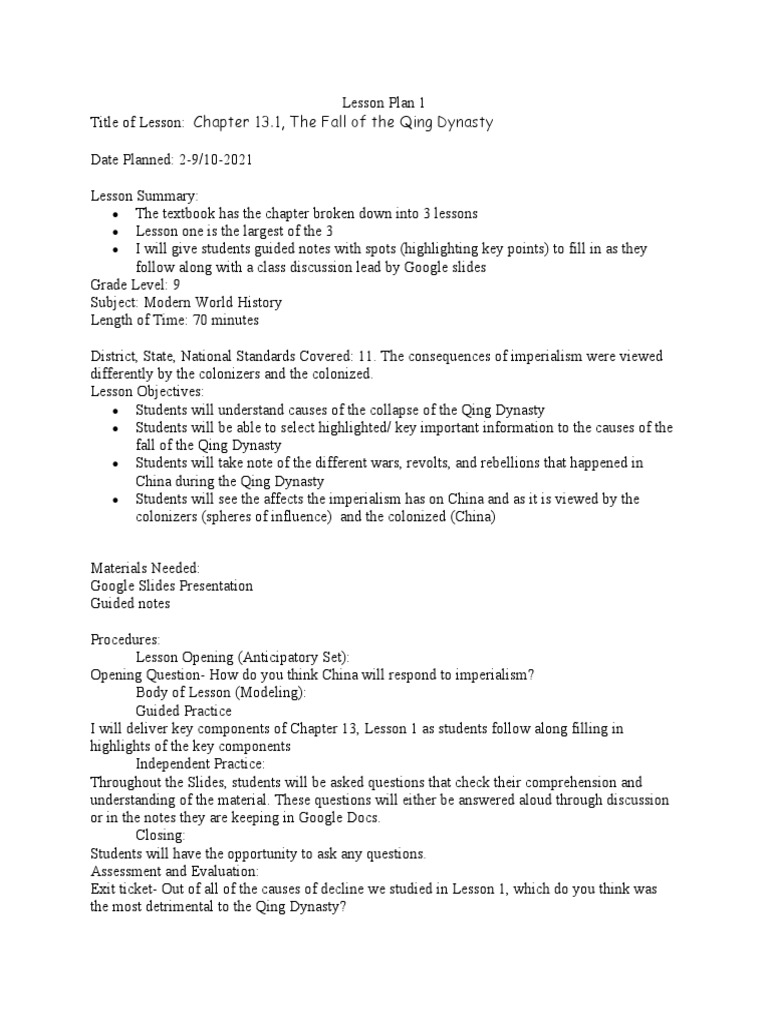 Learningsegment-The Fall of The Qing Dynasty | PDF | Qing Dynasty ...