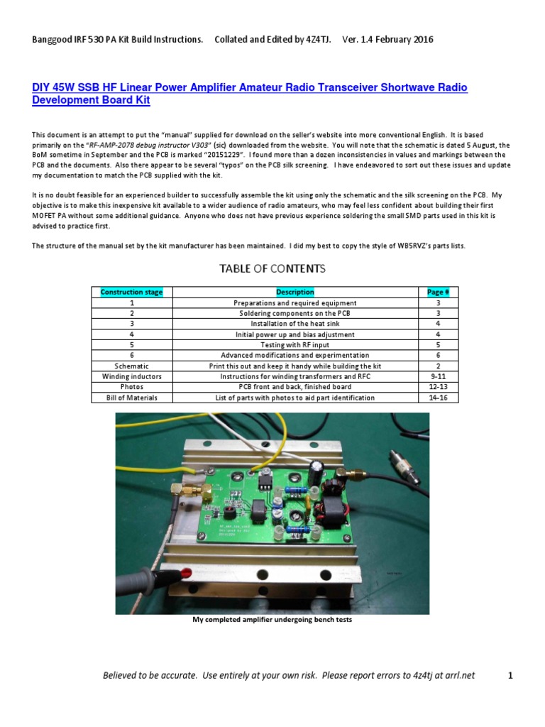 Banggood IRF 530 PA Instructions V1.4 | PDF