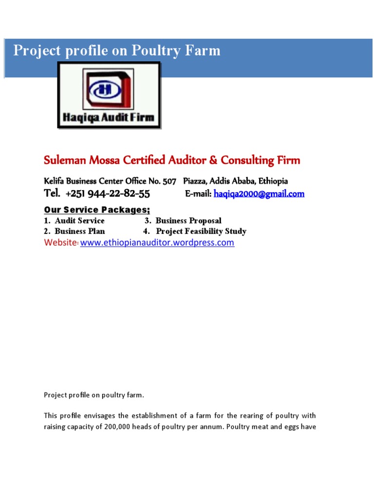 Project Profile On Poultry Farm | PDF | Poultry | Chicken