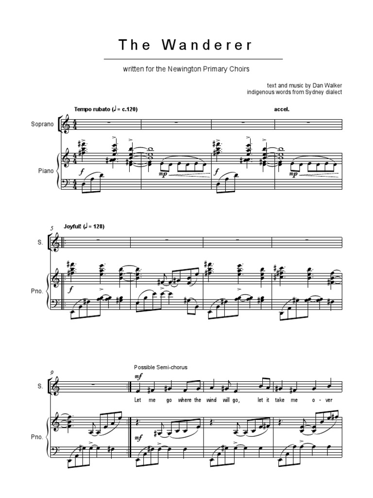 The Wanderer-Simple | PDF | Choral Music | Elements Of Music
