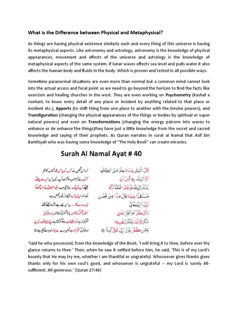 Physical vs Metaphysical Explained | PDF | Self-Improvement