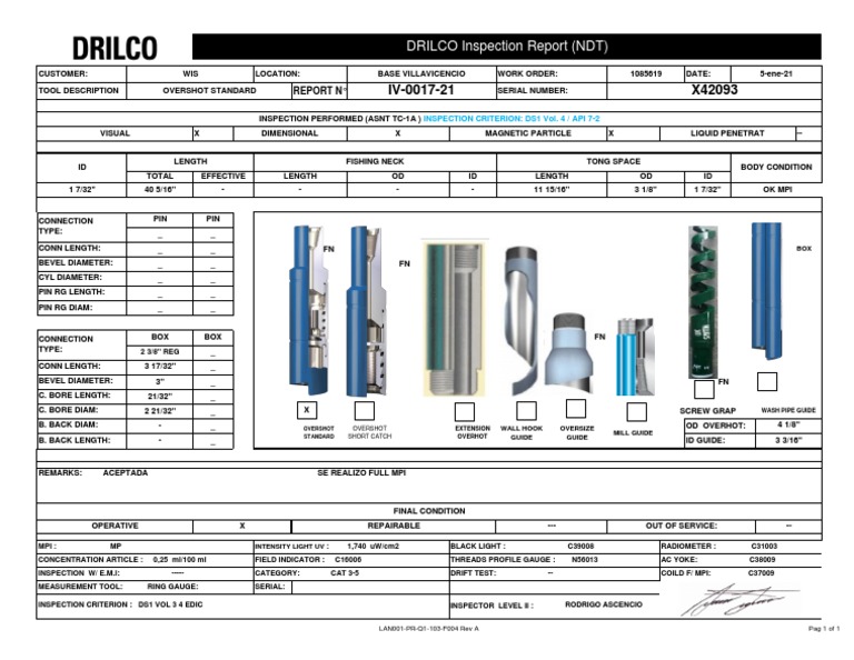 Iv-0017-21 Overshot Standard X42093 | PDF | Mechanical Engineering | Manufactured Goods
