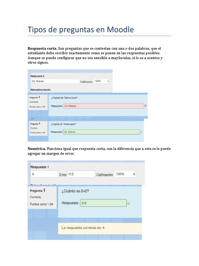 Tipos de Preguntas en Moodle | PDF | Moodle | Informática