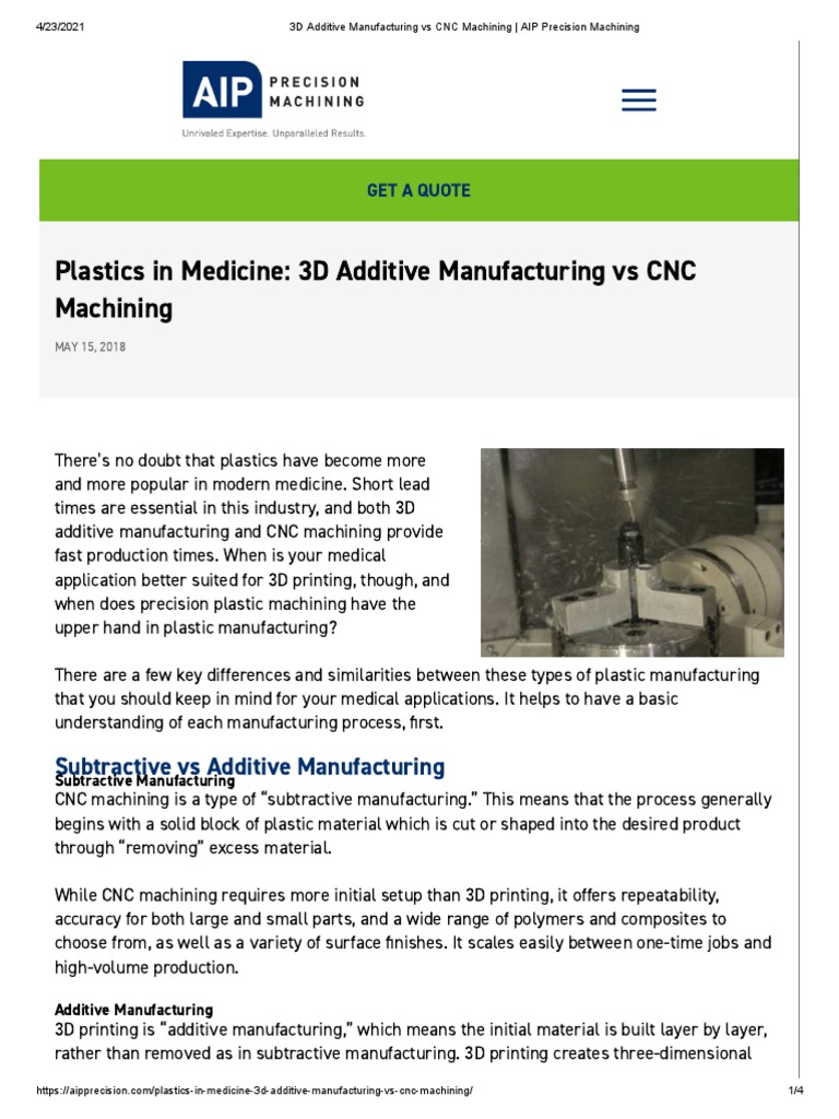 3D Additive Manufacturing Vs CNC Machining - AIP Precision Machining ...